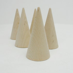 5 Wooden Cones 3" Tall, Wooden Contemporary Christmas Tree, Unfinished ...