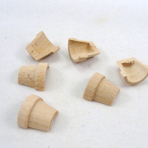 Split Wooden Flower Pot Miniature 1 1/8" Tall Unfinished DIY Set of 6 ...