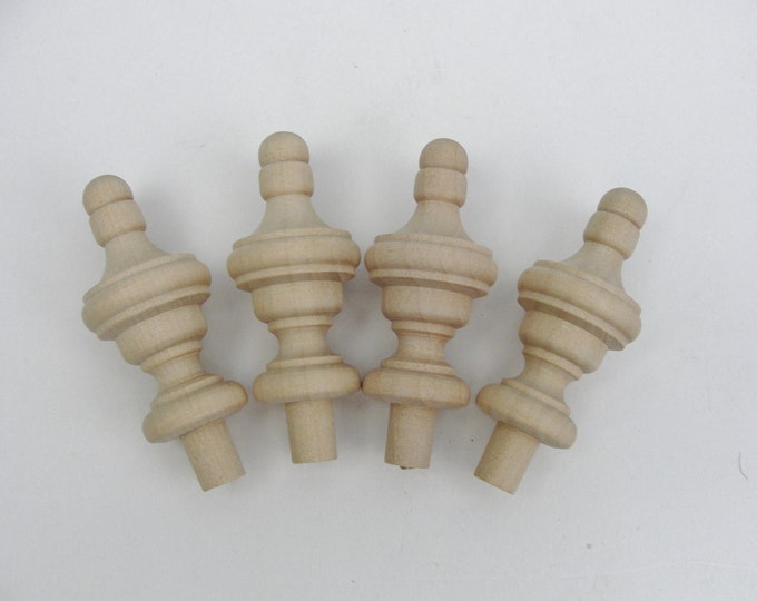 Small Wooden Finial Set of 4 - Etsy