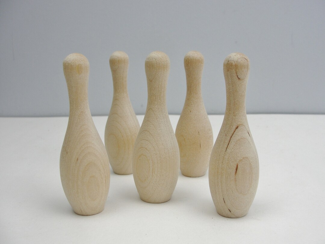 Miniature Wood Bowling Pins 3" Set of 5 - Etsy