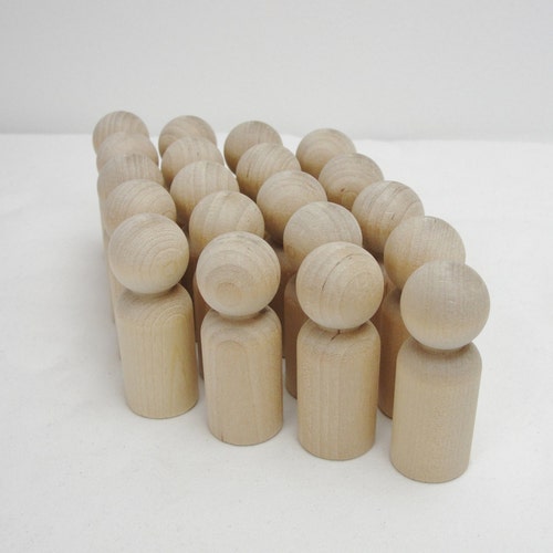 Large Wooden Peg People Man Unfinished DIY Set of 3 - Etsy