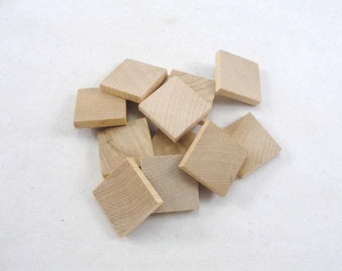 Wooden Square One Inch 1", One Inch Square Tile 3/16" Thick Set of 12 ...