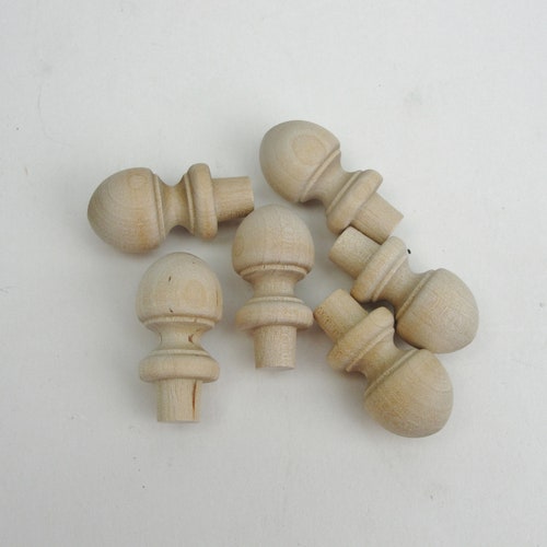 Small Decorative Wooden Finial Set of 4 - Etsy