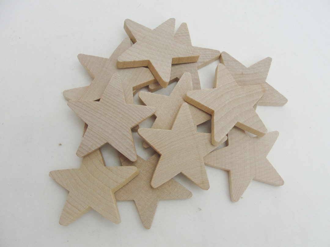 12 Traditional 2 Inch (2") Wooden Stars, 2" X 1/4" Wood Star ...