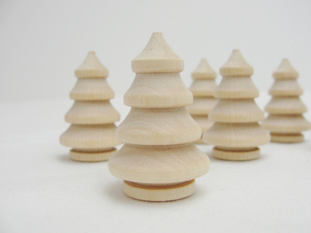 Miniature Wooden 3 Dimensional Tree, 1 3/8" Tree, Mini Turned Wooden ...