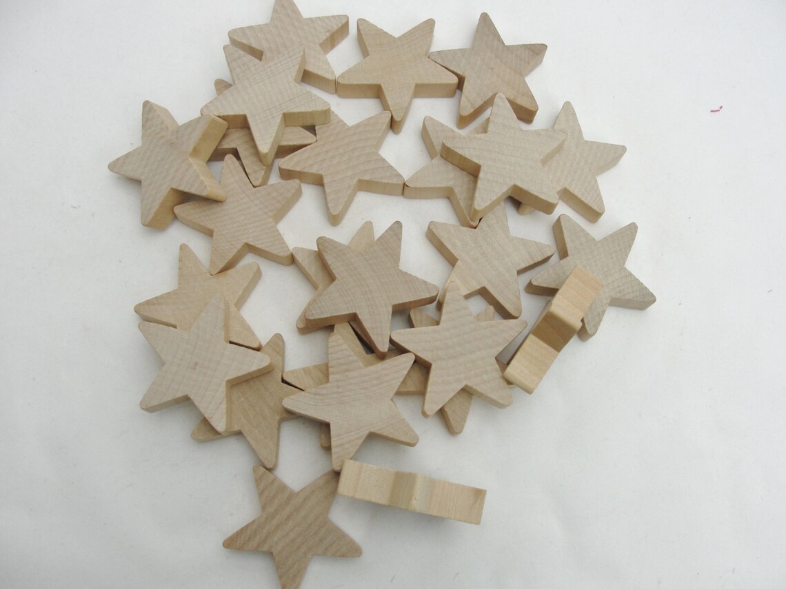 25 Traditional 2 Inch Star Wood 2 X 1/2 Chunky - Etsy
