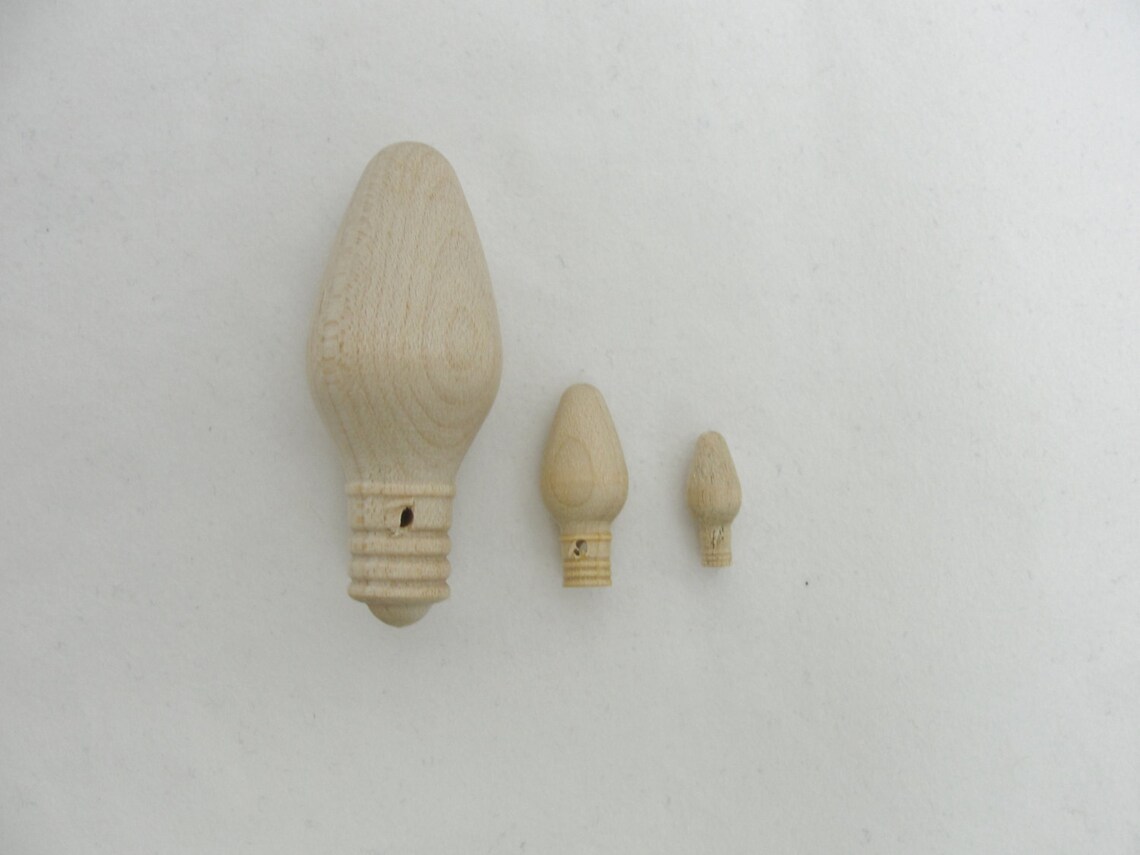 Wooden Light Bulb 1" Wooden Christmas Tree Light Ornament Unfinished ...