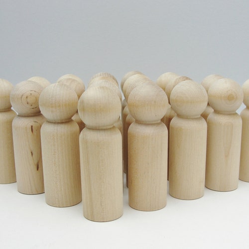 Large Wooden Peg People Man Unfinished DIY Set of 20 - Etsy