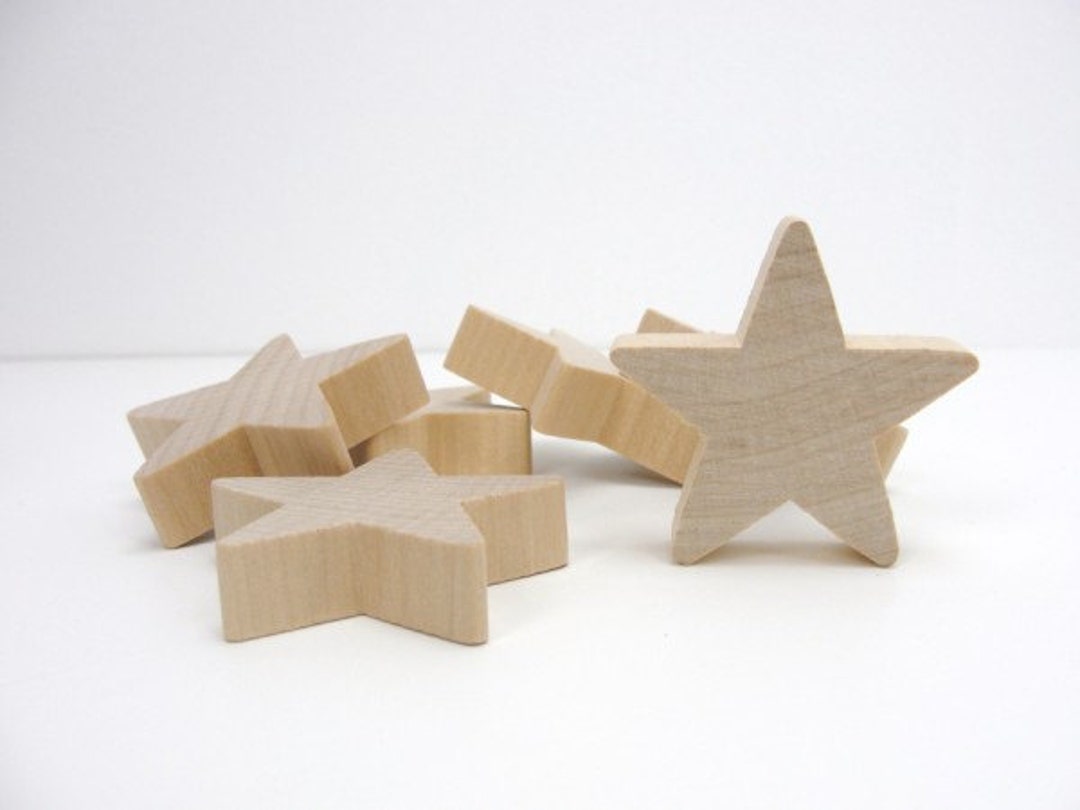 12 Traditional 2 Inch Stars 2" X 1/2" Wood Chunky Unfinished DIY - Etsy