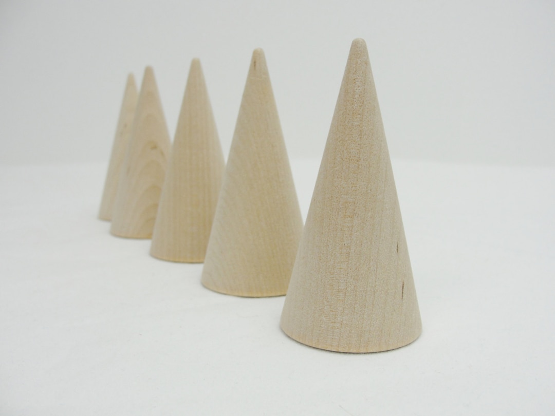 5 Wooden Cones 3" Tall, Wooden Contemporary Christmas Tree, Unfinished ...