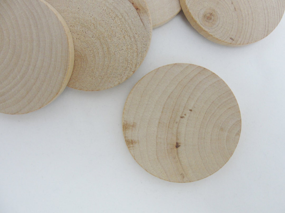 12 Wooden 2" Circles, 2 Inch Wood Disc, 2" X 1/4" Wood Disk Unfinished ...