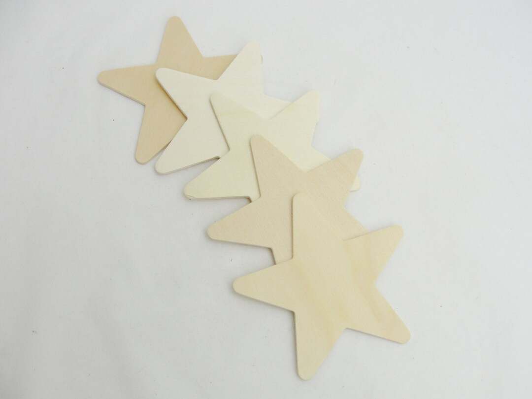 5 Traditional 4 Inch (4") Wooden Stars, Wood Star, Unfinished DIY - Etsy