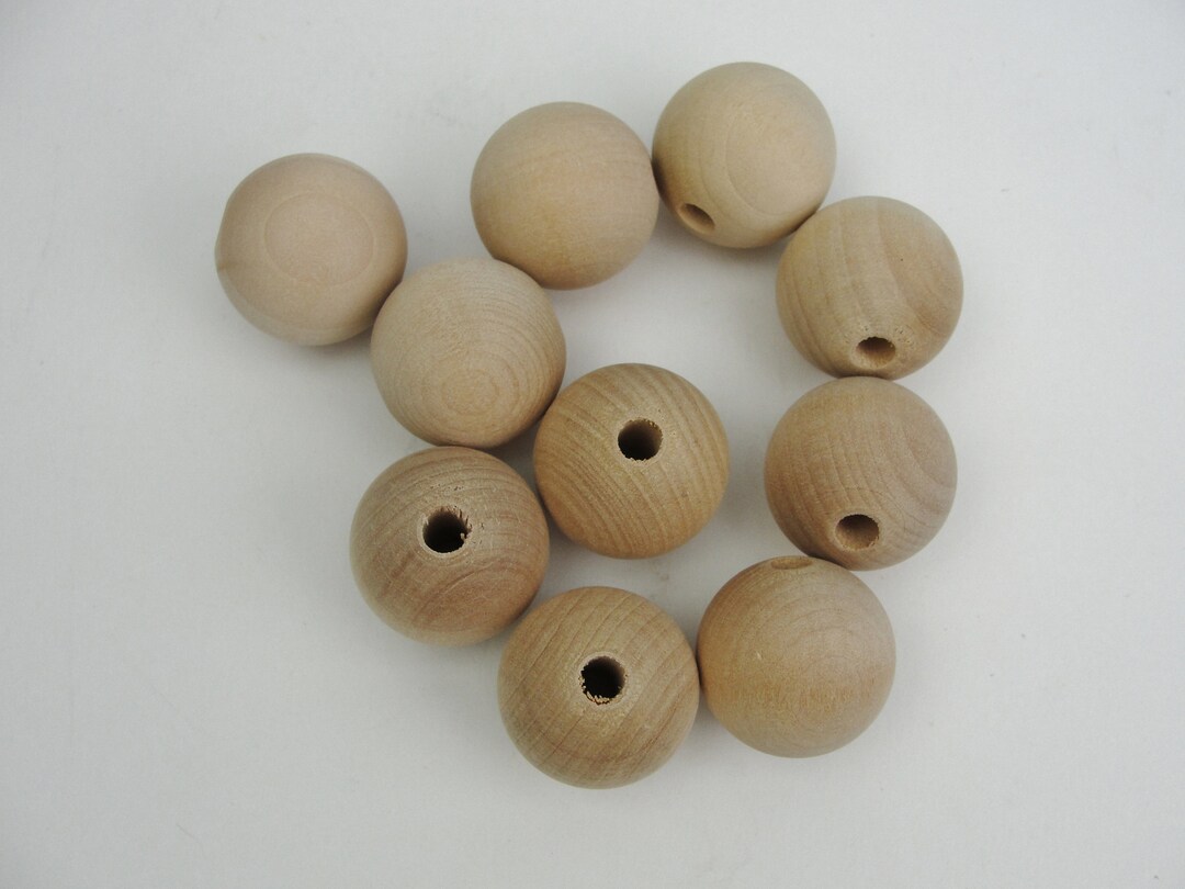Large Wood Bead 1" 25mm Wooden Bead Choose Hole Size Set of 10 - Etsy