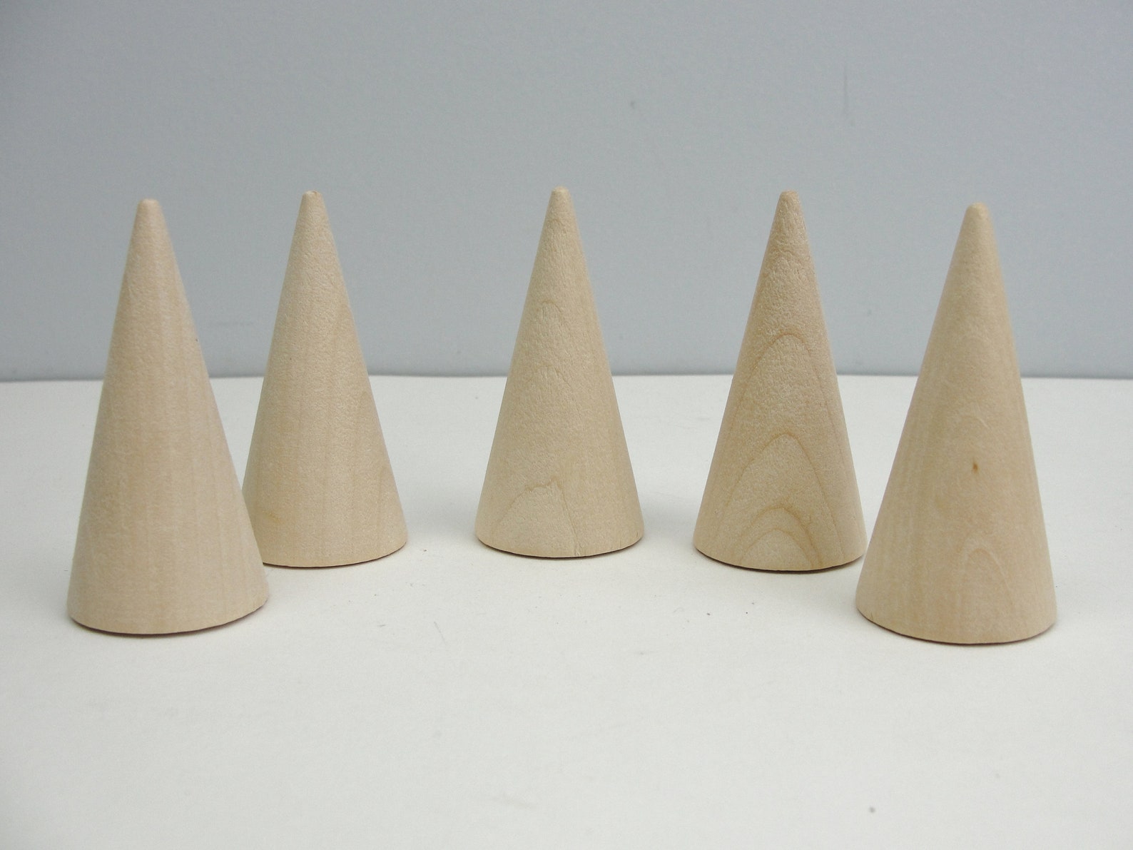 5 Wooden Cones 2.5" Tall Unfinished DIY - Etsy