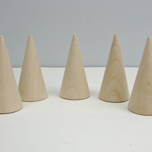 5 Wooden Cones 2.5" Tall Unfinished DIY - Etsy