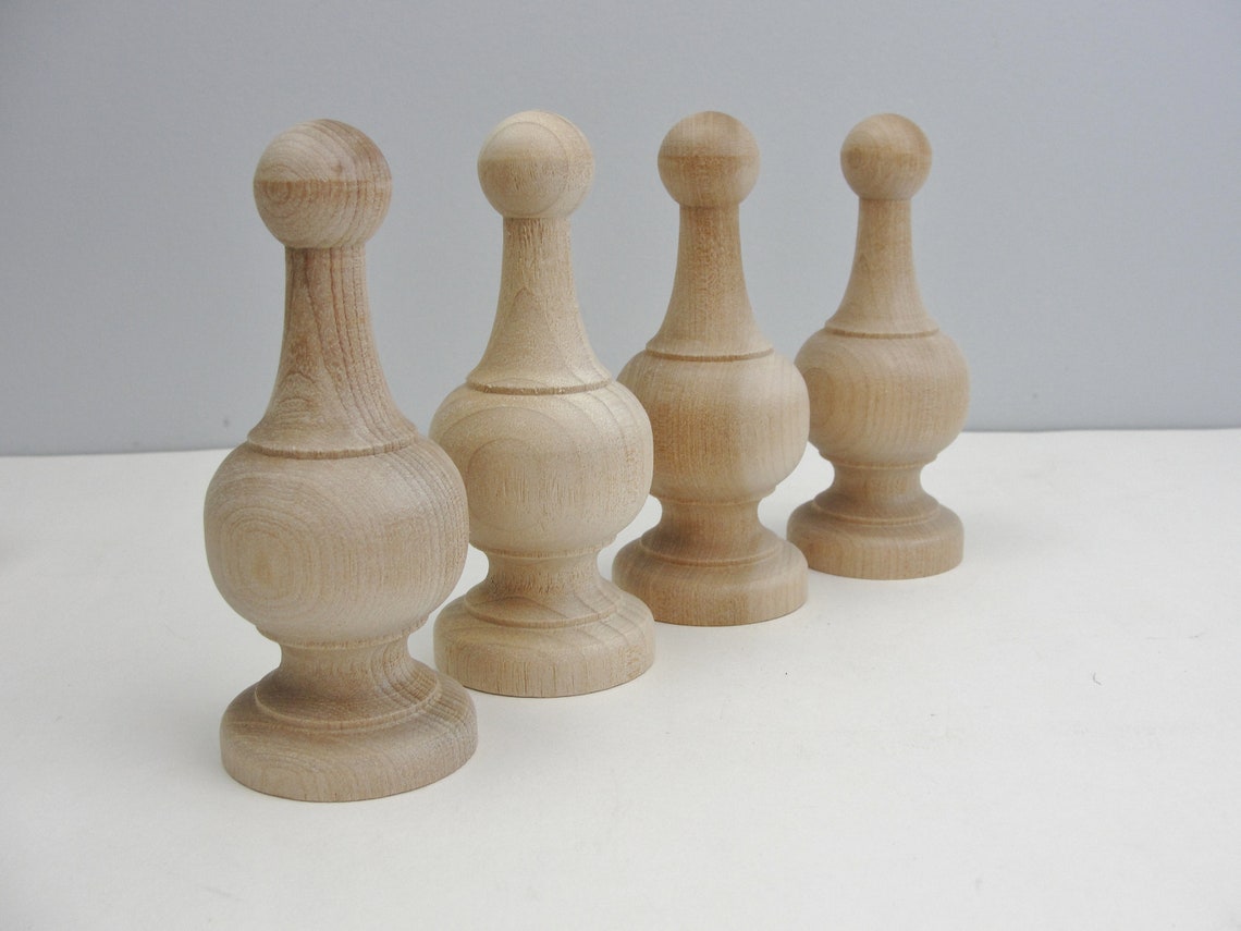 Wooden Finial Set of 4 - Etsy