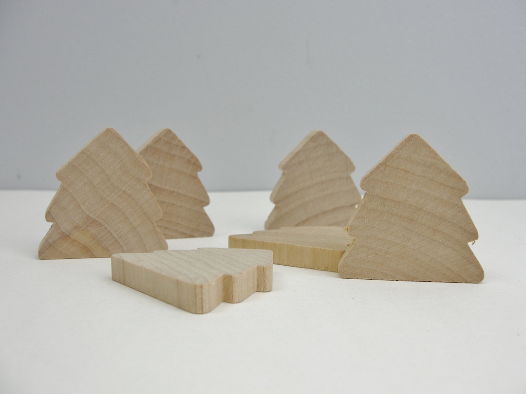 Wooden Tree Cutout, 1 1/2" Christmas Tree Unfinished DIY, Wood Tree ...