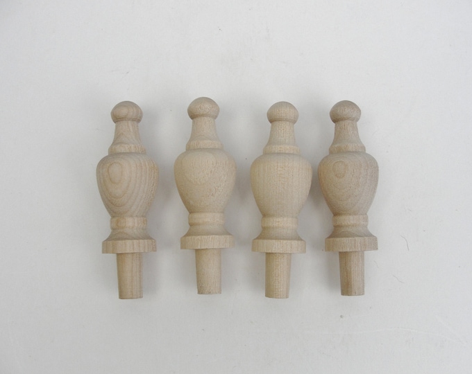 Small Wooden Finial Set of 4 - Etsy