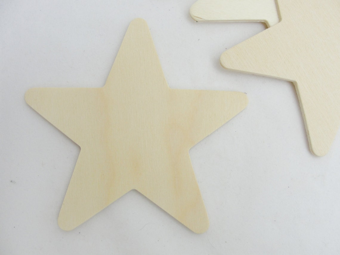 5 Traditional 4 Inch 4 Wooden Stars Wood Star | Etsy