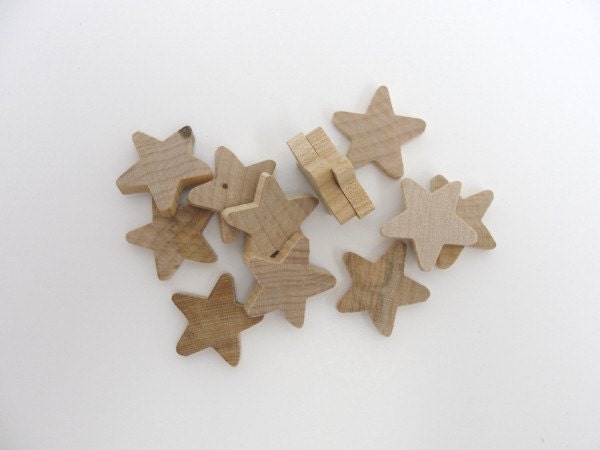 12 Traditional Wooden Stars 1 Inch (1") X 3/16" Unfinished DIY - Etsy