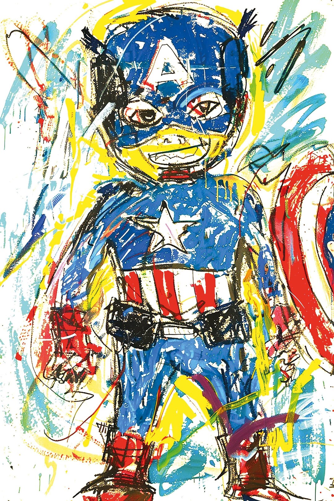 Marvel Captain America Canvas, Basquiat, Neo Expressionism, Abstract ...