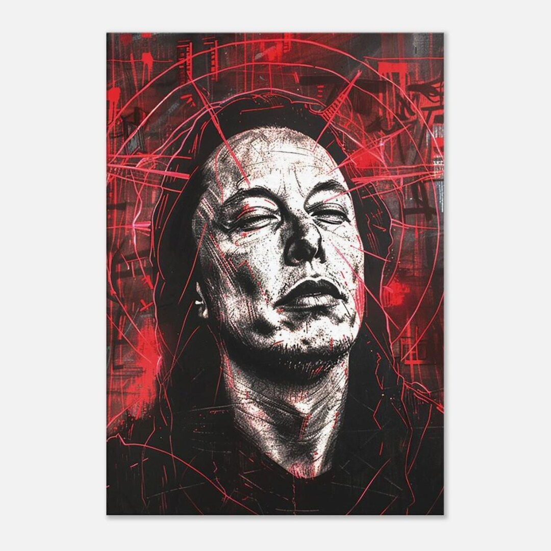 Elon Musk Tesla America Jesus Maga Canvas Poster, Street Art, Banksy ...
