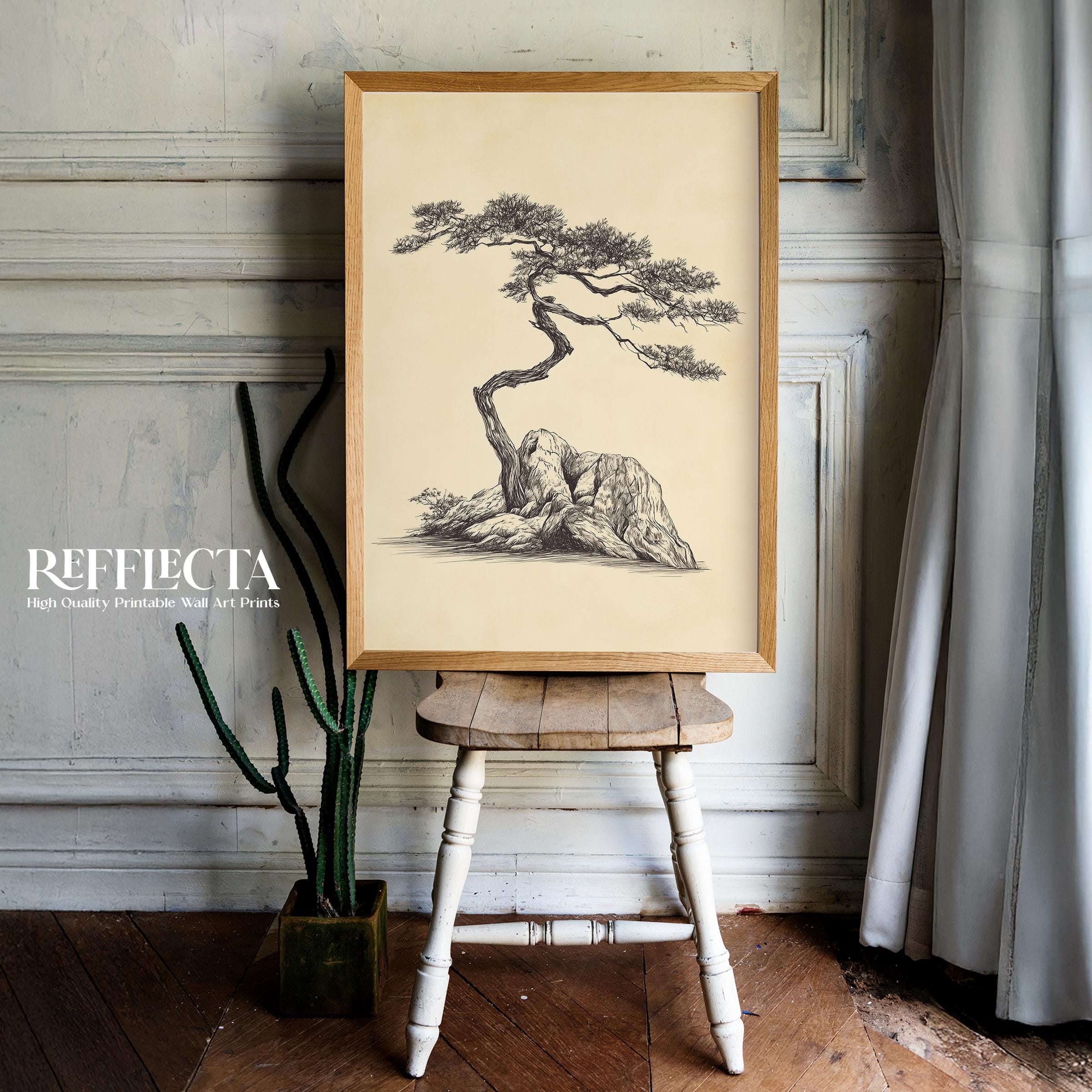 Vintage Antique Juniper Tree Drawing, Digital Download, Christmas Wall ...