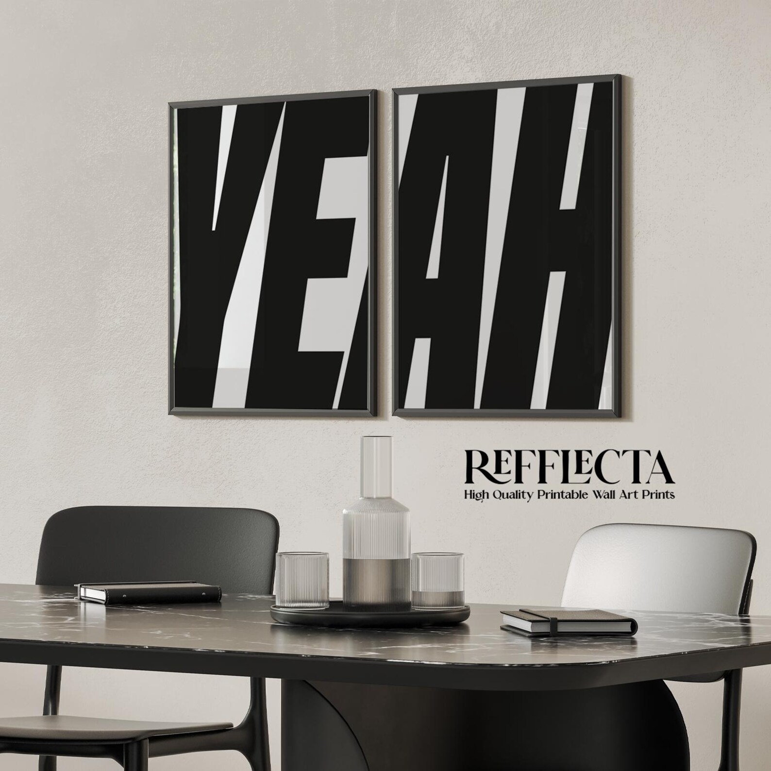 Black YEAH Poster Print Large Printable Aesthetic Room Decor, Trendy ...