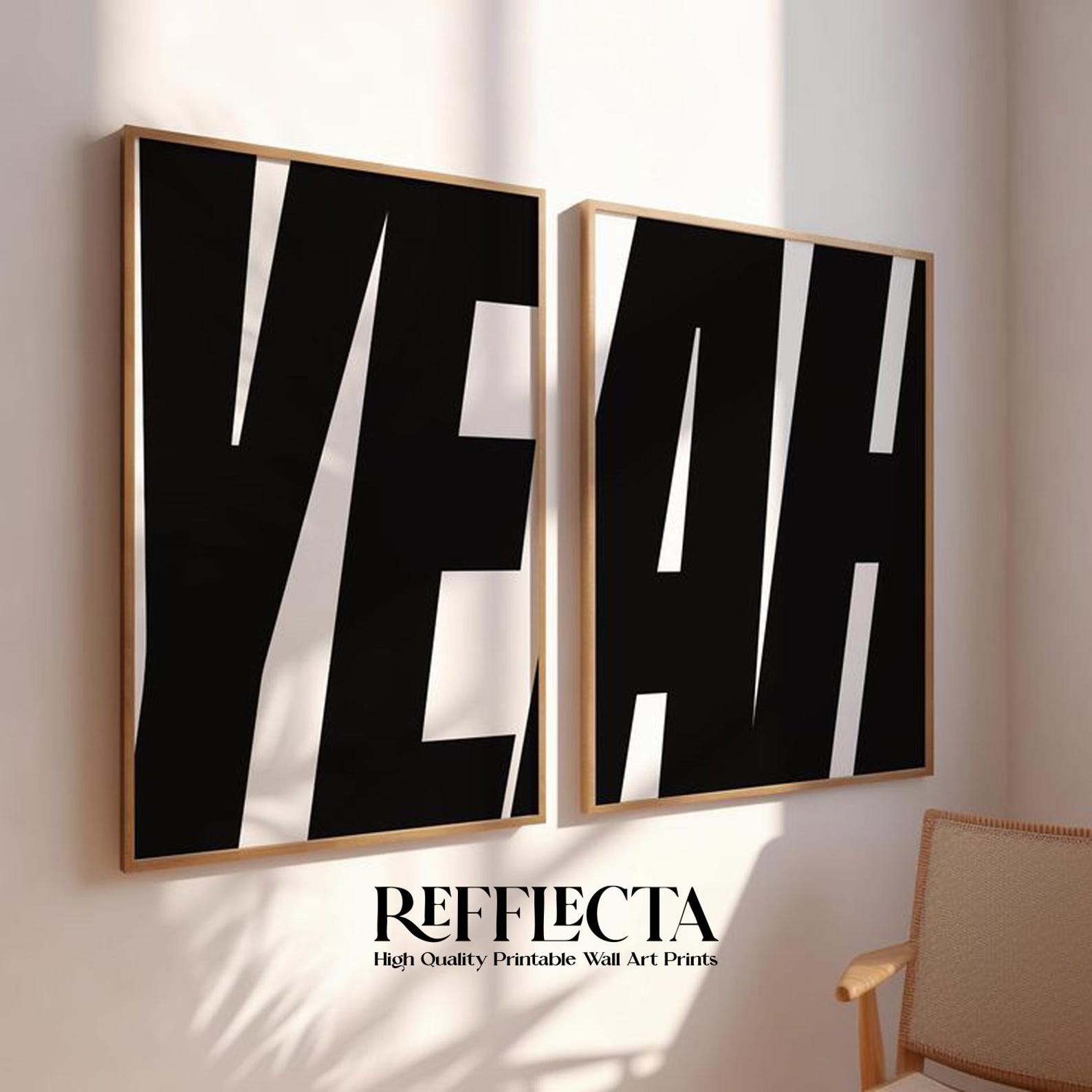 Black YEAH Poster Print Large Printable Aesthetic Room Decor, Trendy ...