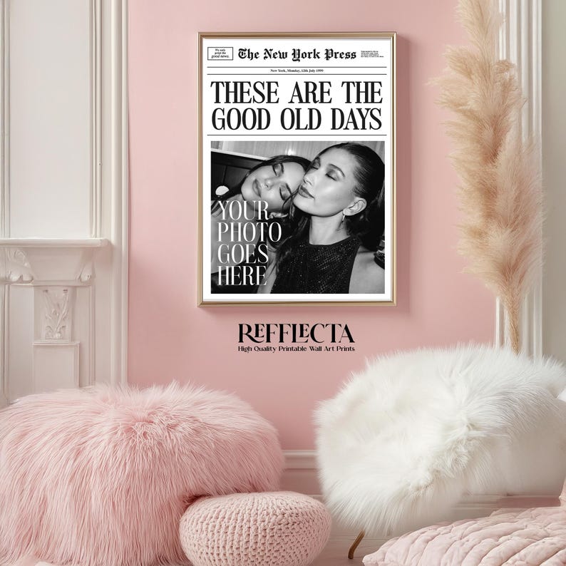 CUSTOM Newspaper Print Good Old Days, Personalization for Wall Art ...
