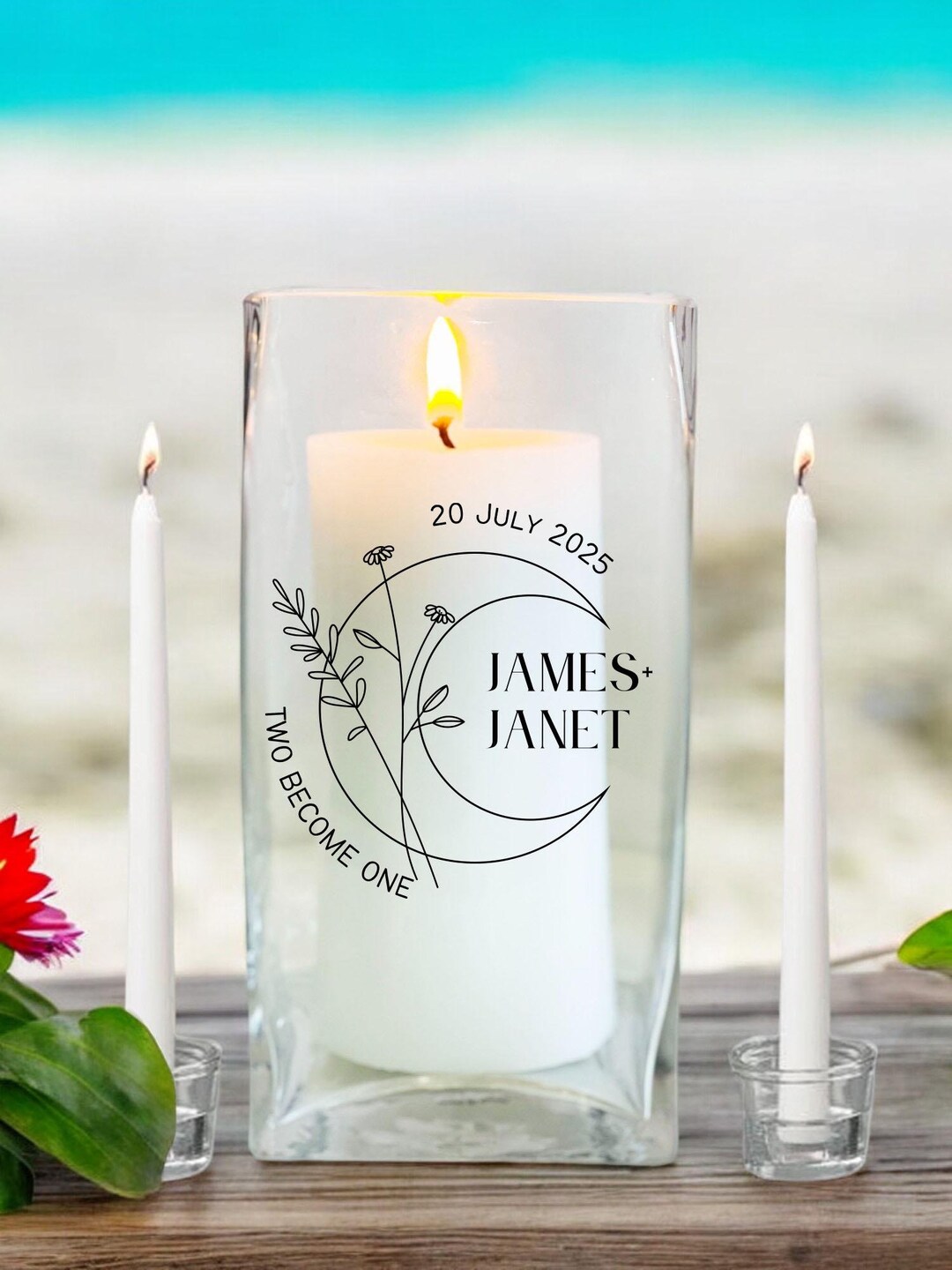 Personalized Glass Unity Candle Set, Custom Wedding Ceremony Decor ...