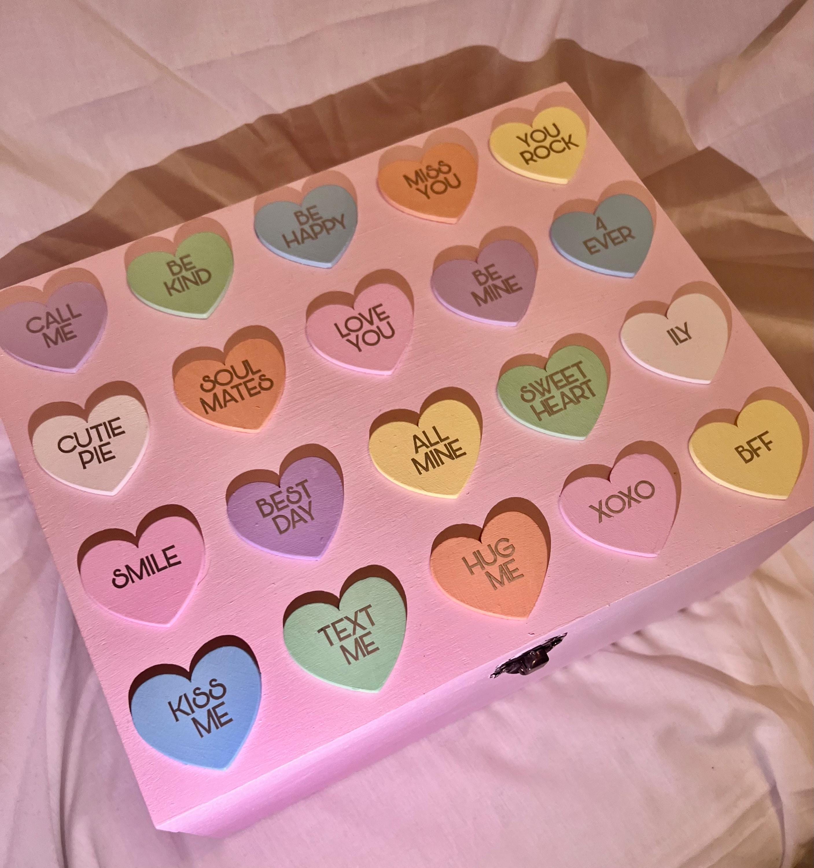 Personalised Love Heart Sweet Themed Keepsake/ Memory Box – Custom Name ...