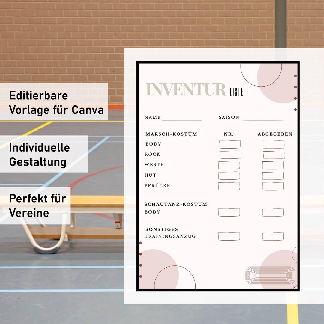 Editable Inventory List Guard Dance Costumes Canva Template Din A4 for ...