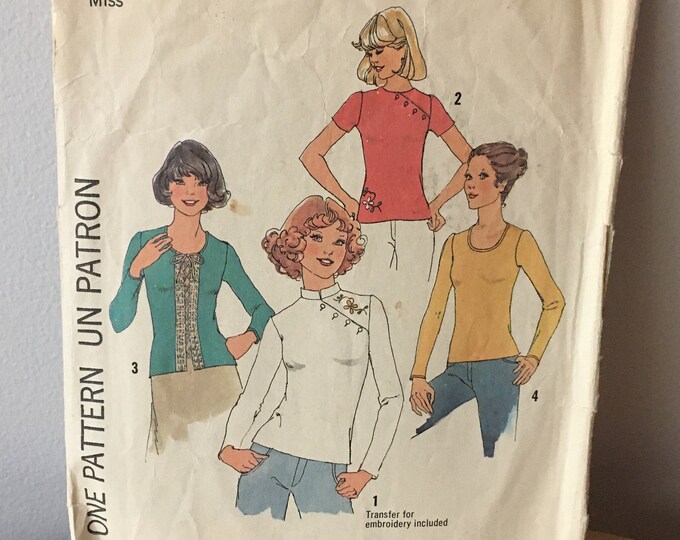 Simplicity 7445, Vintage Sewing Pattern 70's, Misses' Pullover Tops ...