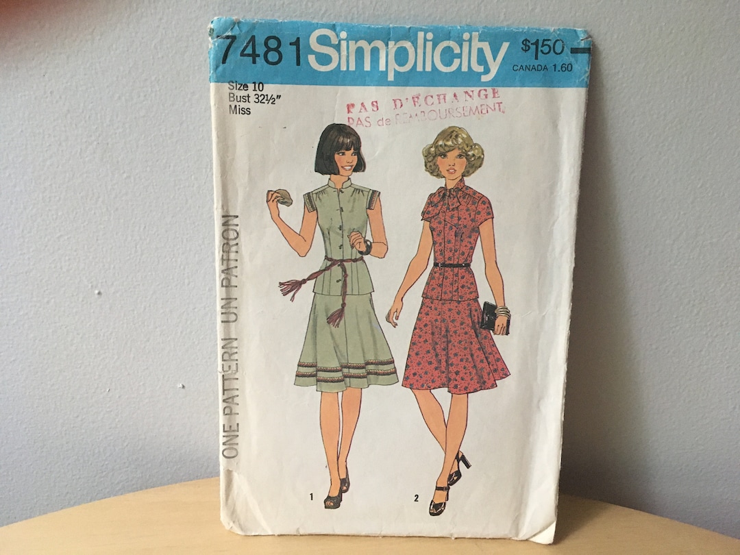 Simplicity 7481, Vintage Sewing Pattern 70's, Misses' Two-piece Dress ...