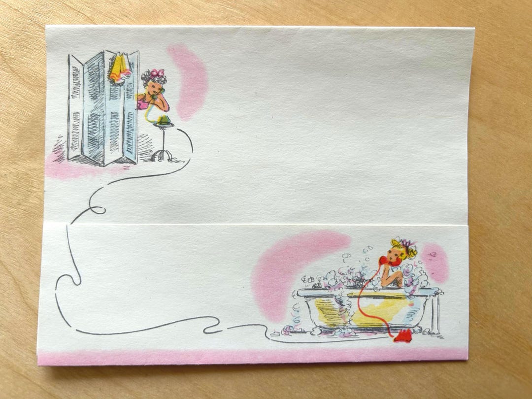 Vintage 50's Chatterbox Phone Note Cards - Set of 4, Unwritten With ...