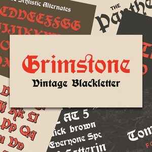 Vintage Blackletter Font - Grimstone - W Stylistic Alternates and ...