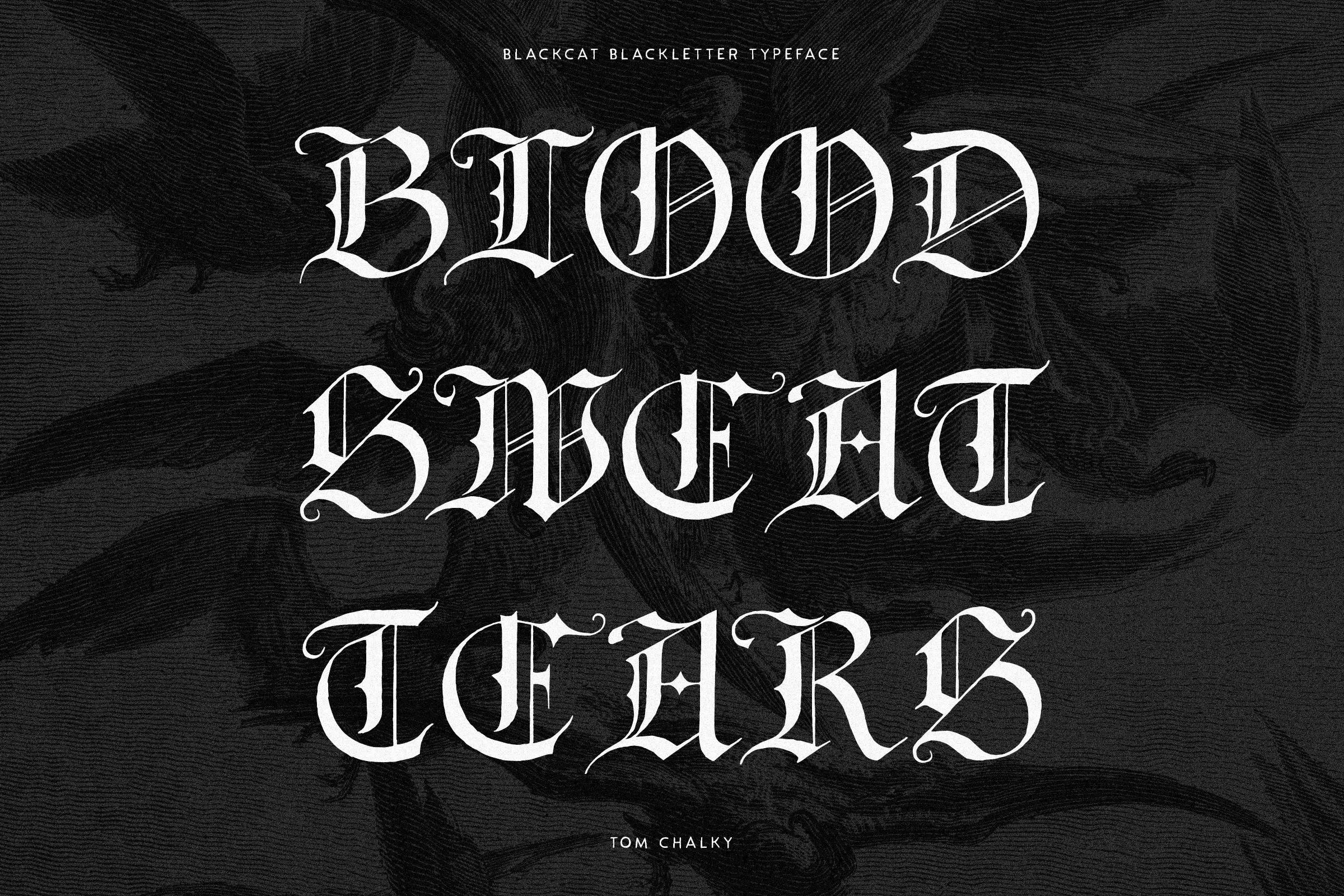Blackletter Font for Tattoos – Blackcat Typeface With Authentic Vintage ...