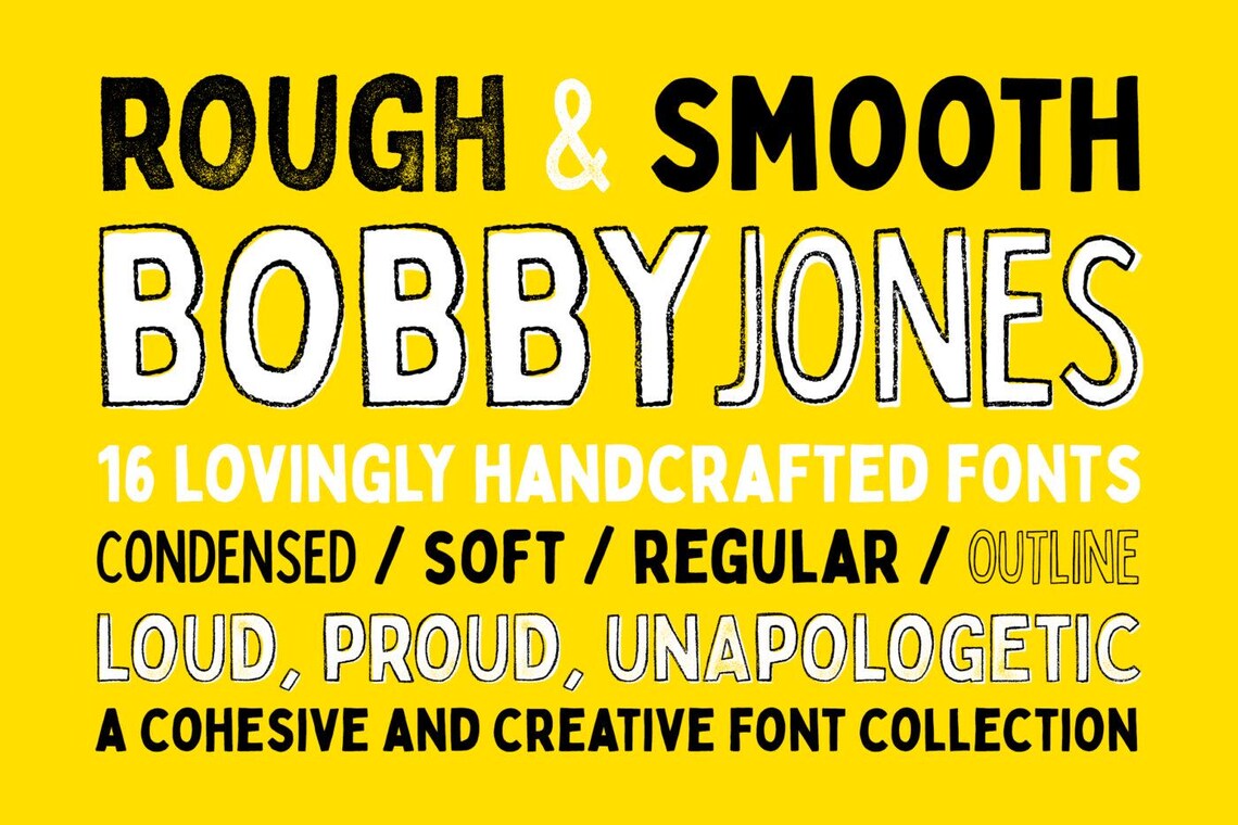Loud and Bold Handwritten Display Font Pack - Bobby Jones! 16 Smooth ...