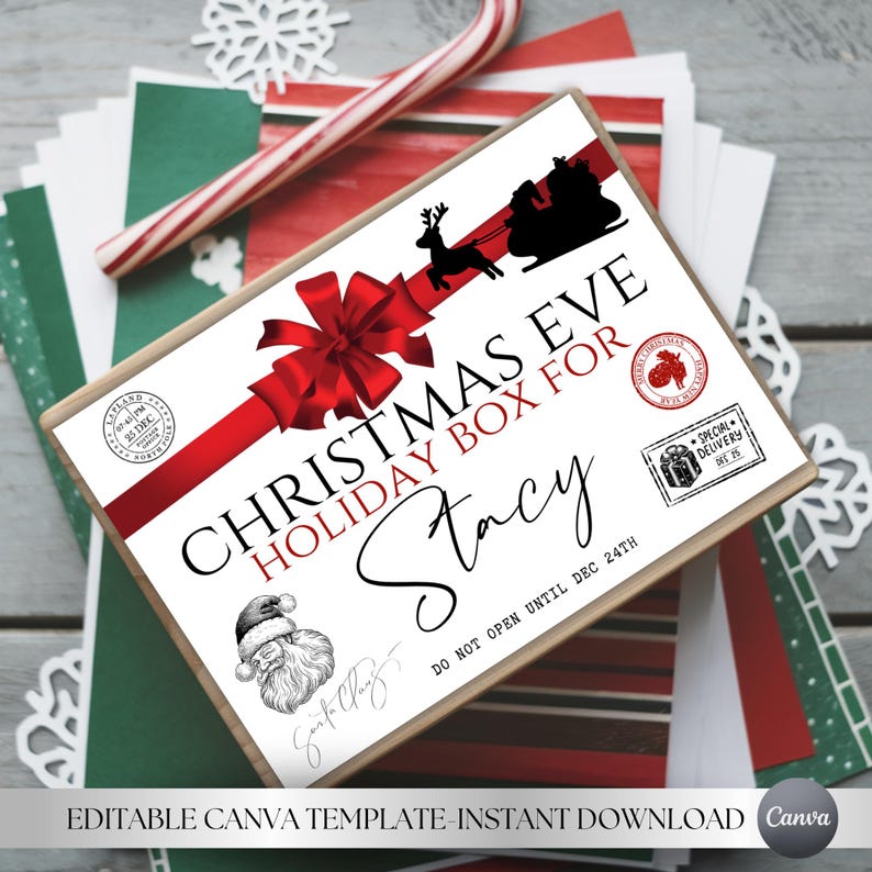 Christmas Eve Box Template | Holiday Gift Box | Editable With Canva ...