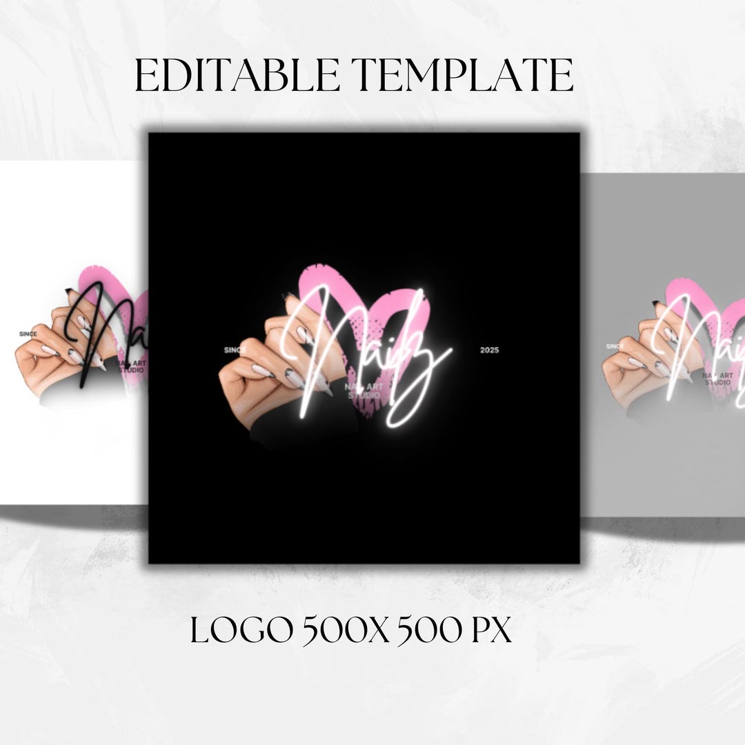 Nail Logo PNG Digital Download, Nail Tech Branding Logo, Feminine Nail ...