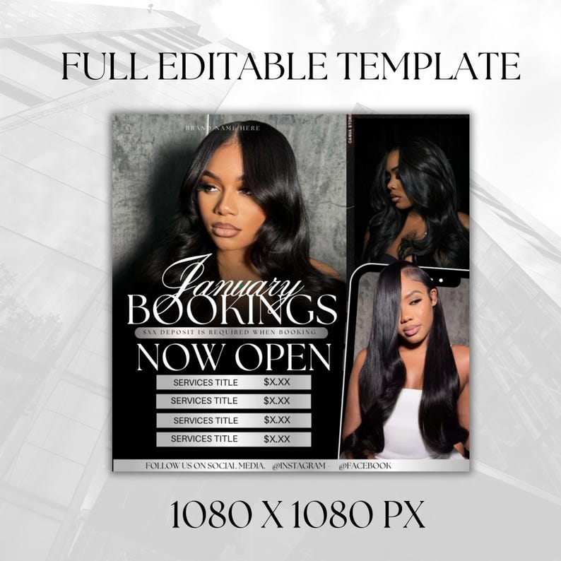 New Year Hair Booking Flyer Template | Beauty Flyer | Hair Booking ...