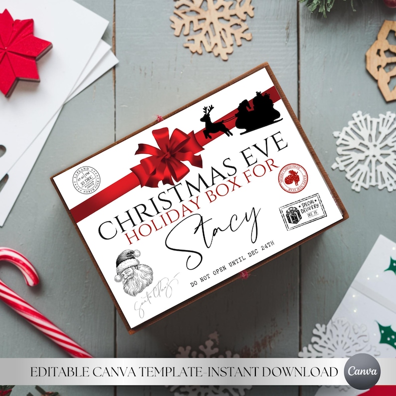 Christmas Eve Box Template | Holiday Gift Box | Editable With Canva ...