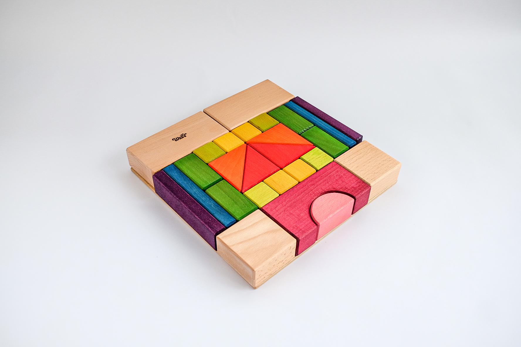 Rainbow Colored Wooden Unit Blocks - Intro Set Harmony Blocks - Etsy