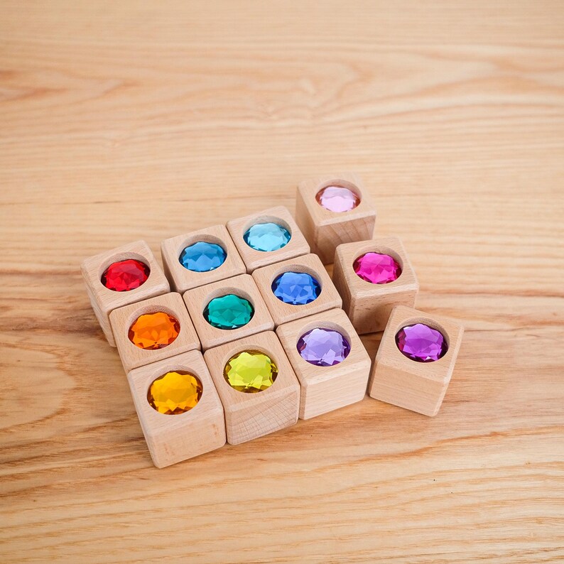 Wooden Cube Gem Blocks Set of 12 - Etsy