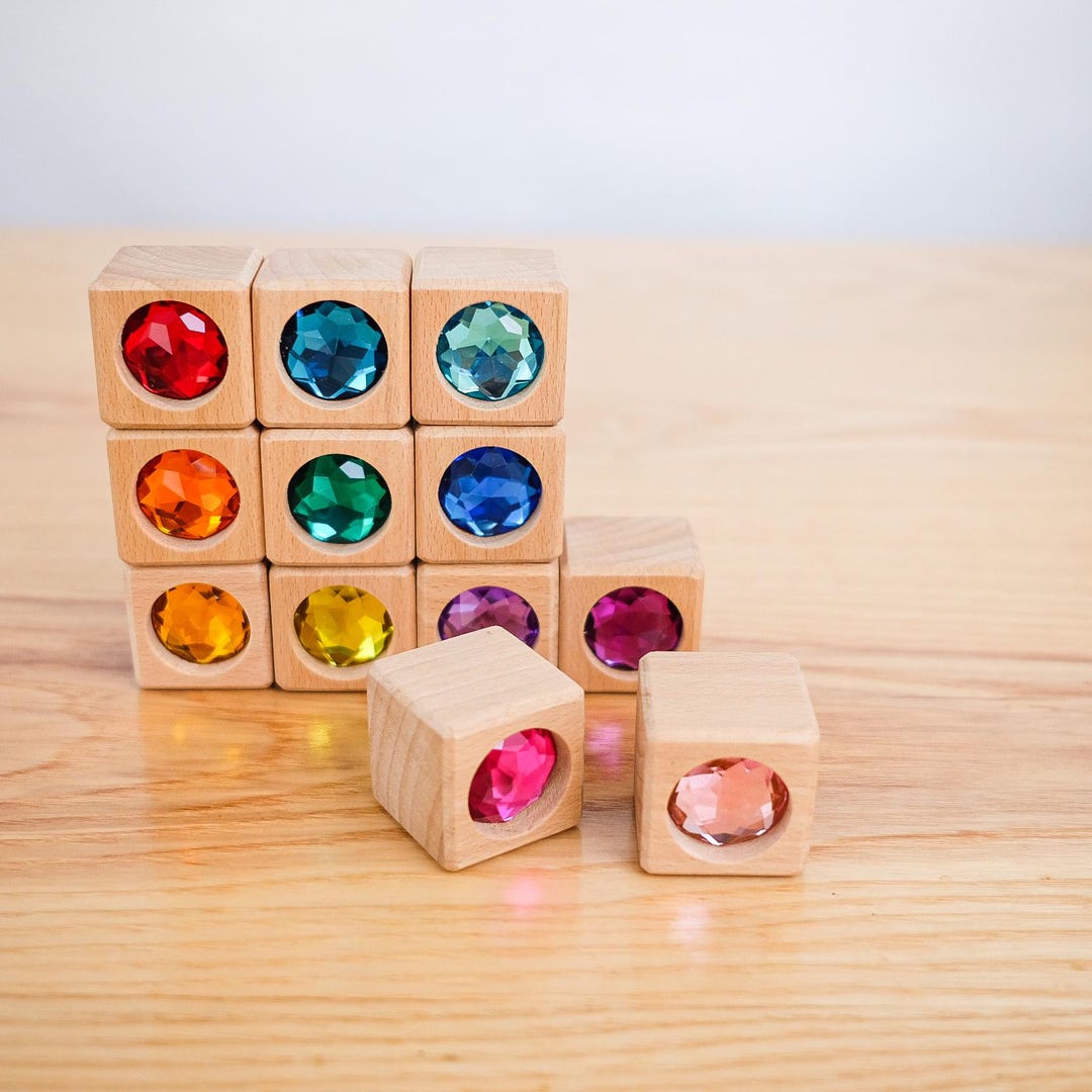 Wooden Cube Gem Blocks Set of 12 - Etsy