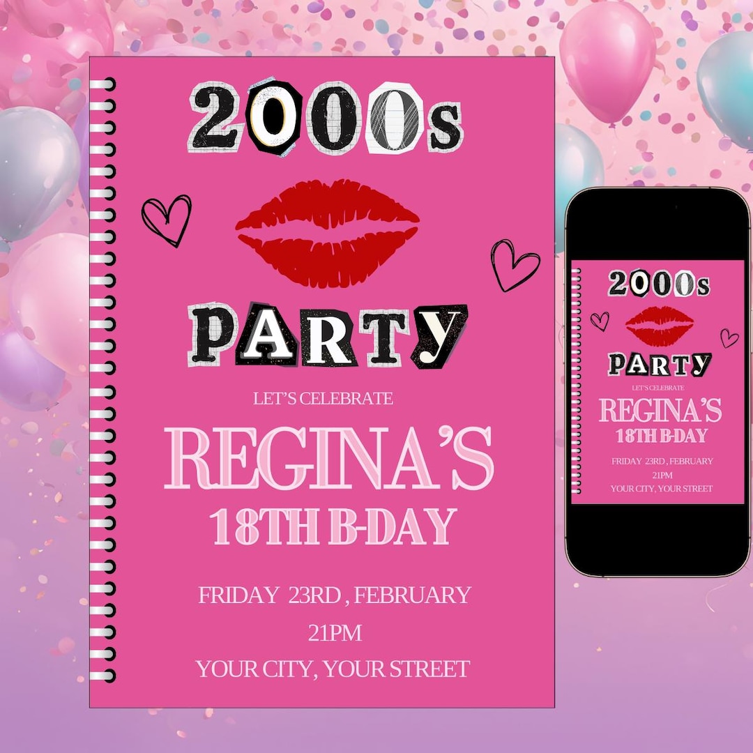 2000s Themed Birthday Invitation - Mean Girls Party Invite | Y2K Party ...