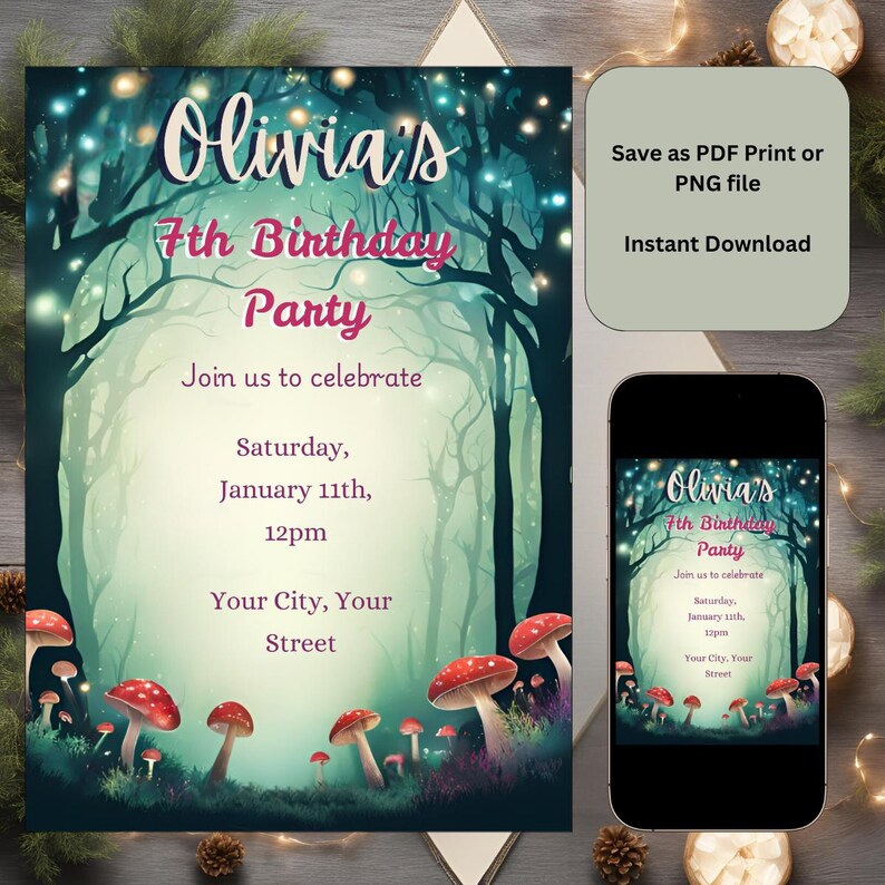 Enchanted Forest Invitation - Woodland Birthday Invitation | Kids ...