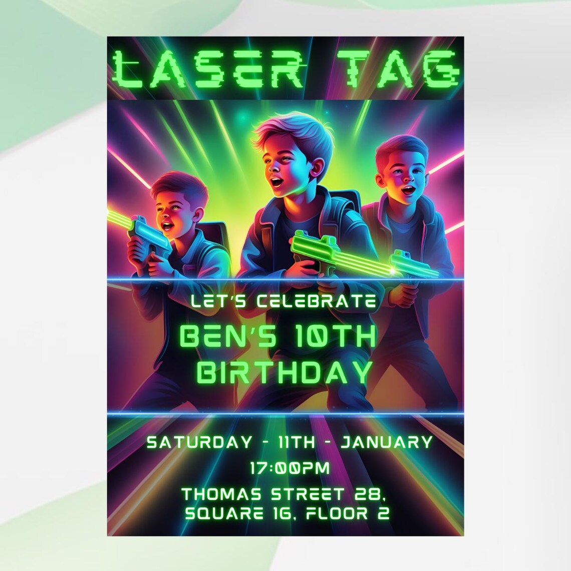 Laser Tag Birthday Invitation Template – Fun Laser Tag Party Invite for ...