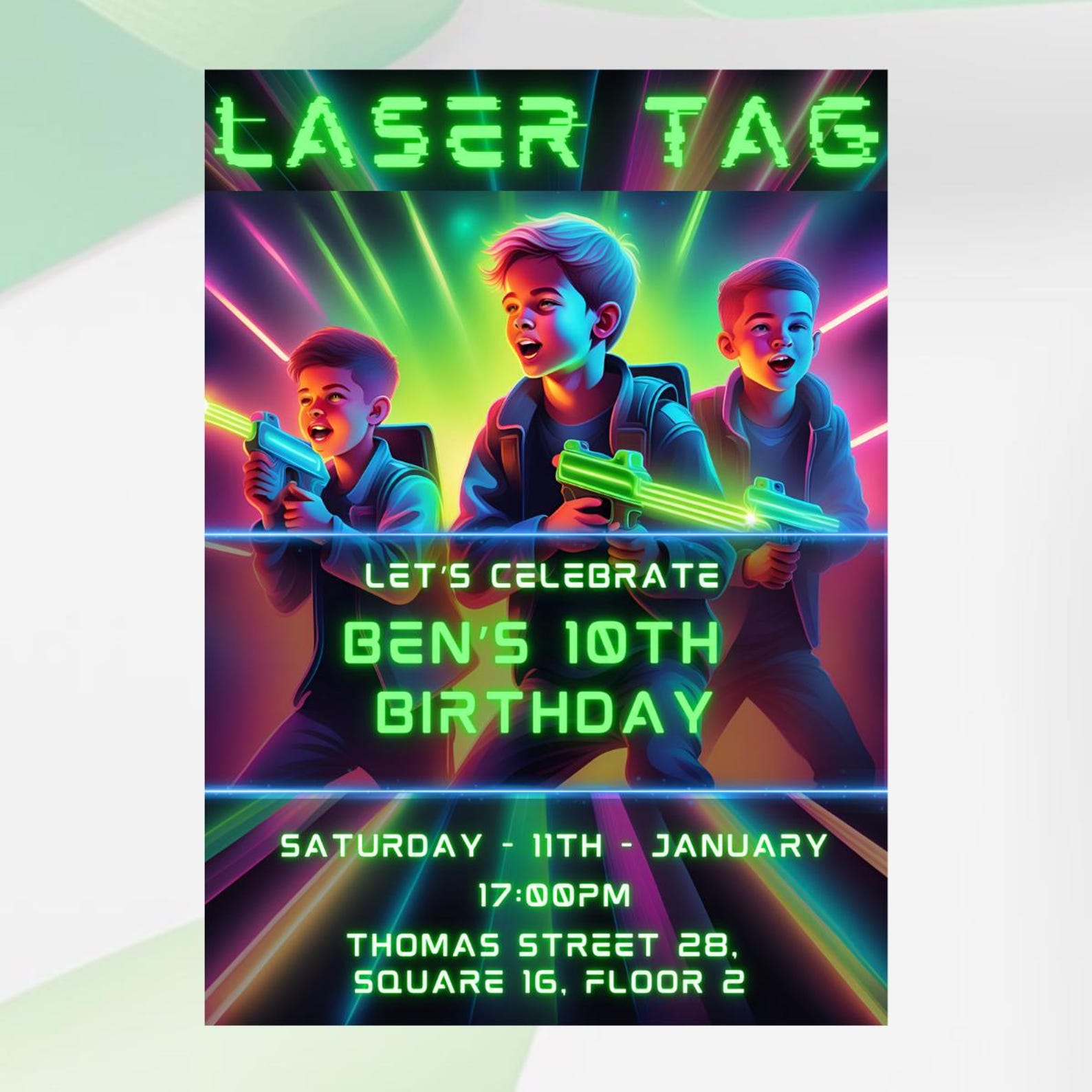 Laser Tag Birthday Invitation Template – Fun Laser Tag Party Invite for ...